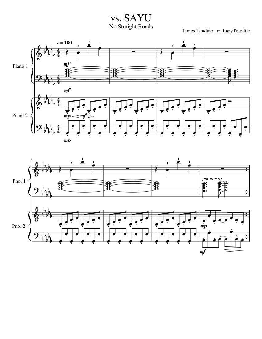 vs. SAYU Sheet music for Piano (Piano Duo) | Musescore.com