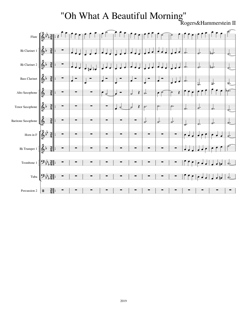 Oh What A Beautiful Morning Sheet Music for Trombone, Tuba, Flute ...