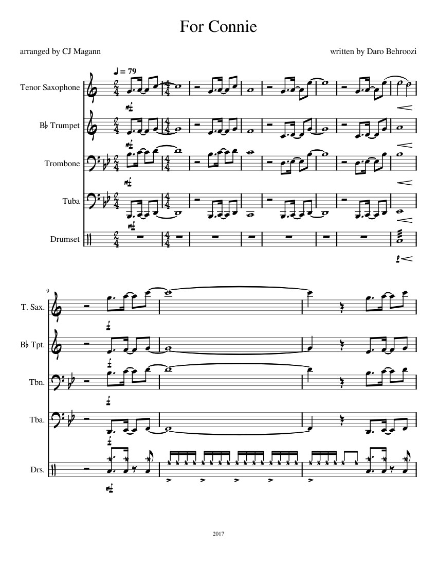 For connie Sheet music for Trombone, Tuba, Saxophone tenor, Trumpet in ...
