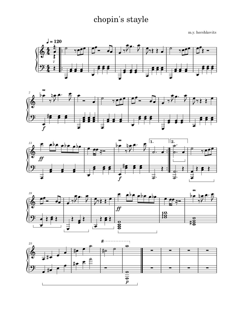 Waltz in A minor – M.Y. HERSHKOVITS chopin_stayle Sheet music for Piano ...