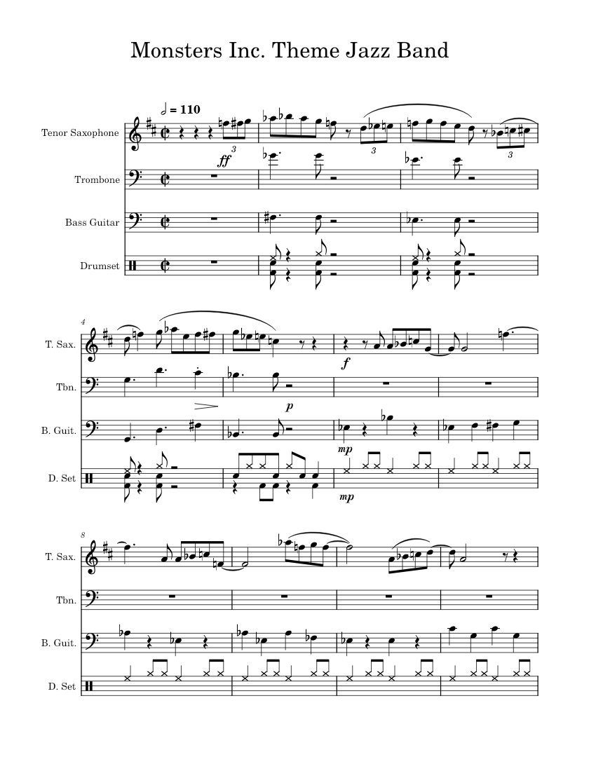 Monsters Inc Theme – Misc Soundtrack Sheet music for Trombone ...