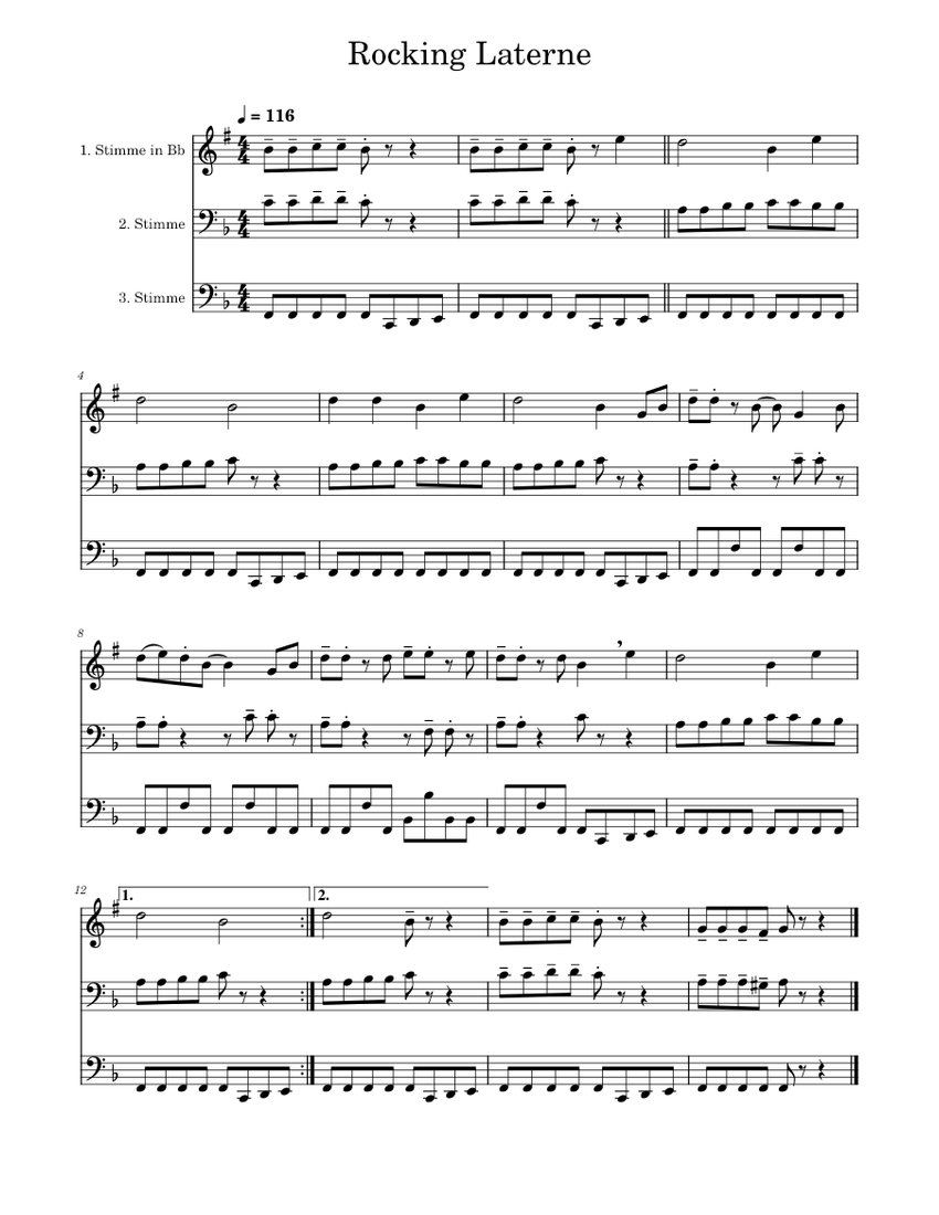 Rocking Laterne Sheet music for Trombone, Trombone bass, Trumpet in b ...