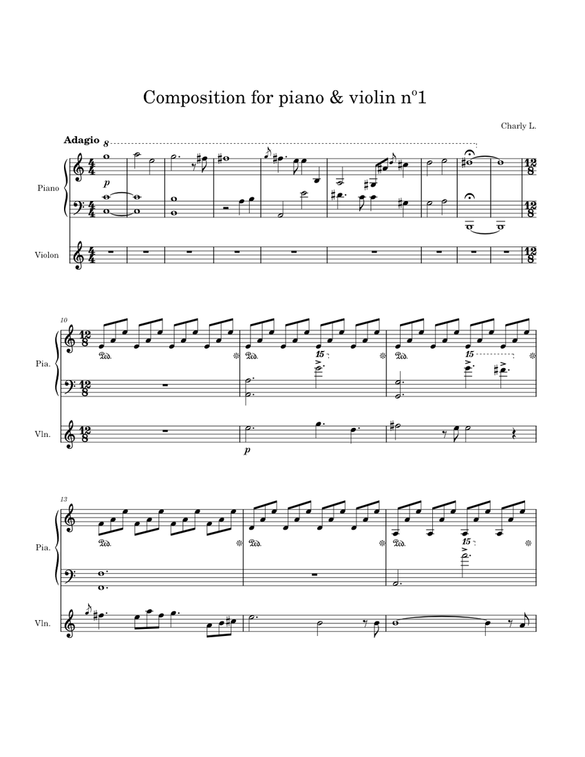 Composition for piano & violin 1 Sheet music for Piano, Violin (Mixed ...