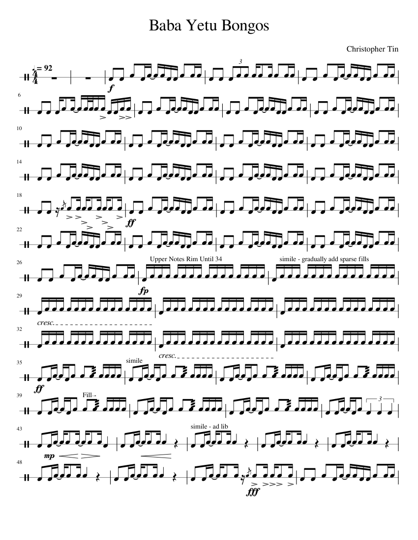 Baba_Yetu_Bongos Sheet music for Bongo (Solo) | Musescore.com