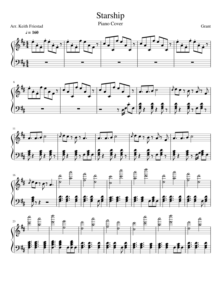 Starship Sheet music for Piano (Solo) | Musescore.com