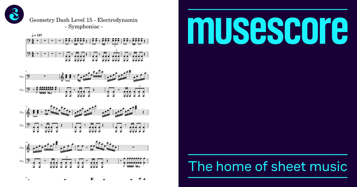 Geometry Dash Level 15 - Electrodynamix Sheet music for Piano (Solo ...