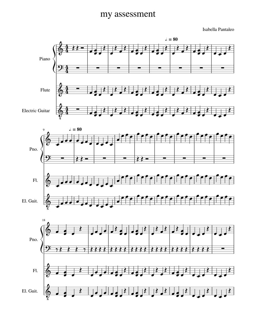 my_assessment Sheet music for Piano, Flute, Guitar (Mixed Trio ...