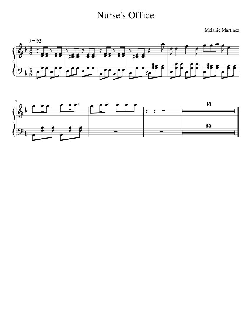 Nurse's Office Sheet Music for Piano (Solo) Easy | MuseScore.com