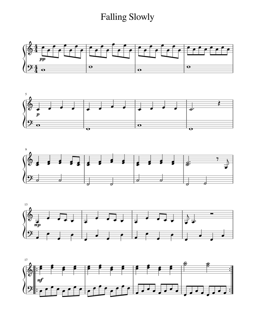 Falling Slowly Sheet music for Piano (Solo) Easy | Musescore.com