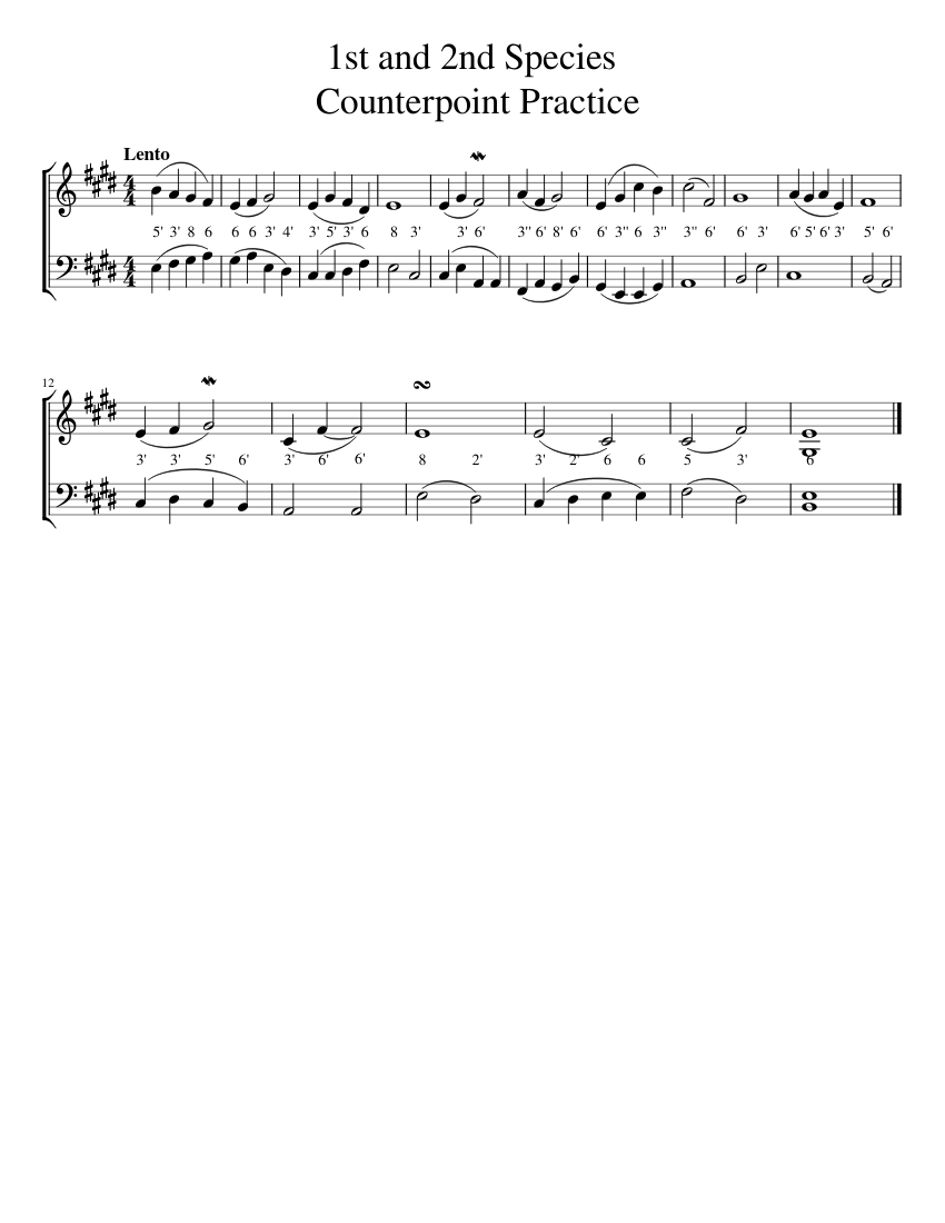 1st and 2nd Species Counterpoint Practice Sheet music for Violin, Cello ...