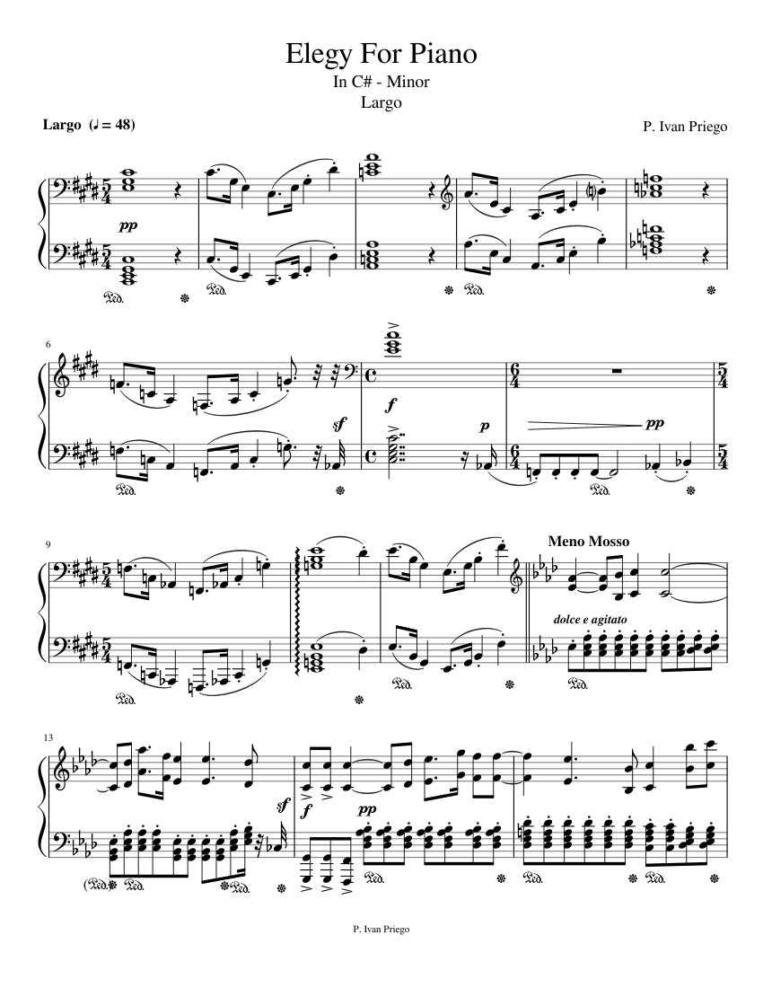 Elegy for Solo Piano in C# - Minor Sheet music for Piano (Solo ...