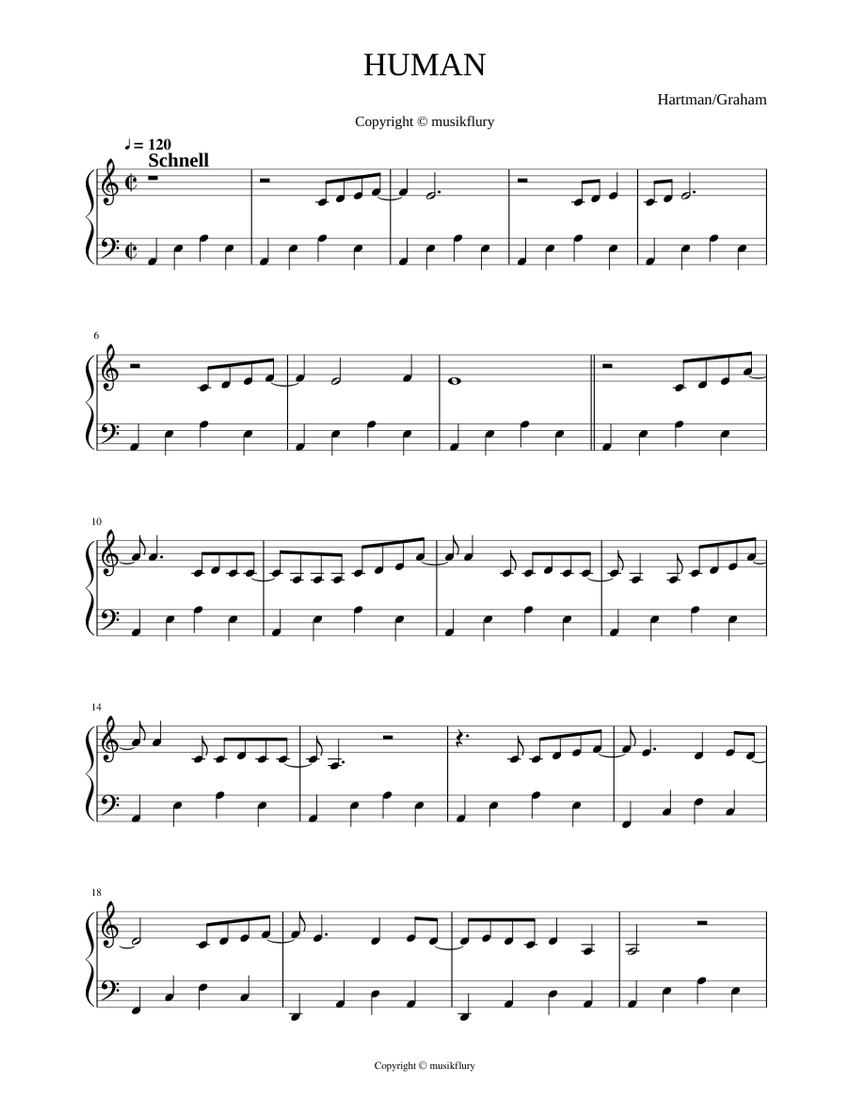 HUMAN Sheet music for Piano (Solo) | Musescore.com