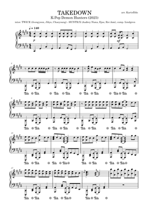 Takedown - Kpop Demon Hunters – TWICE Sheet Music for Piano (Solo ...