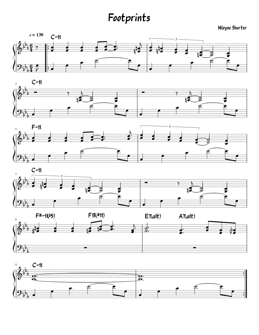 Footprints Sheet music for Piano (Solo) | Musescore.com