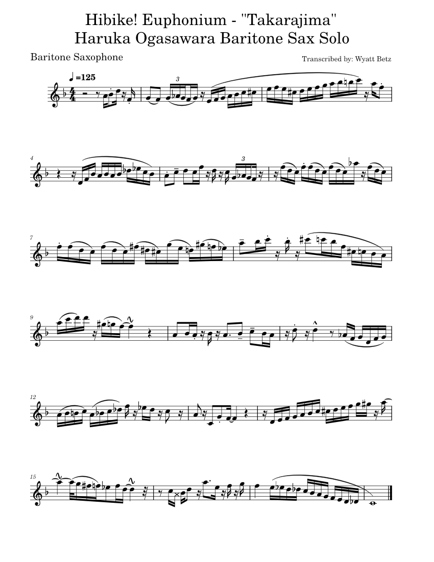 Takarajima Bari Solo Sheet Music for Saxophone baritone (Solo) | MuseScore.com