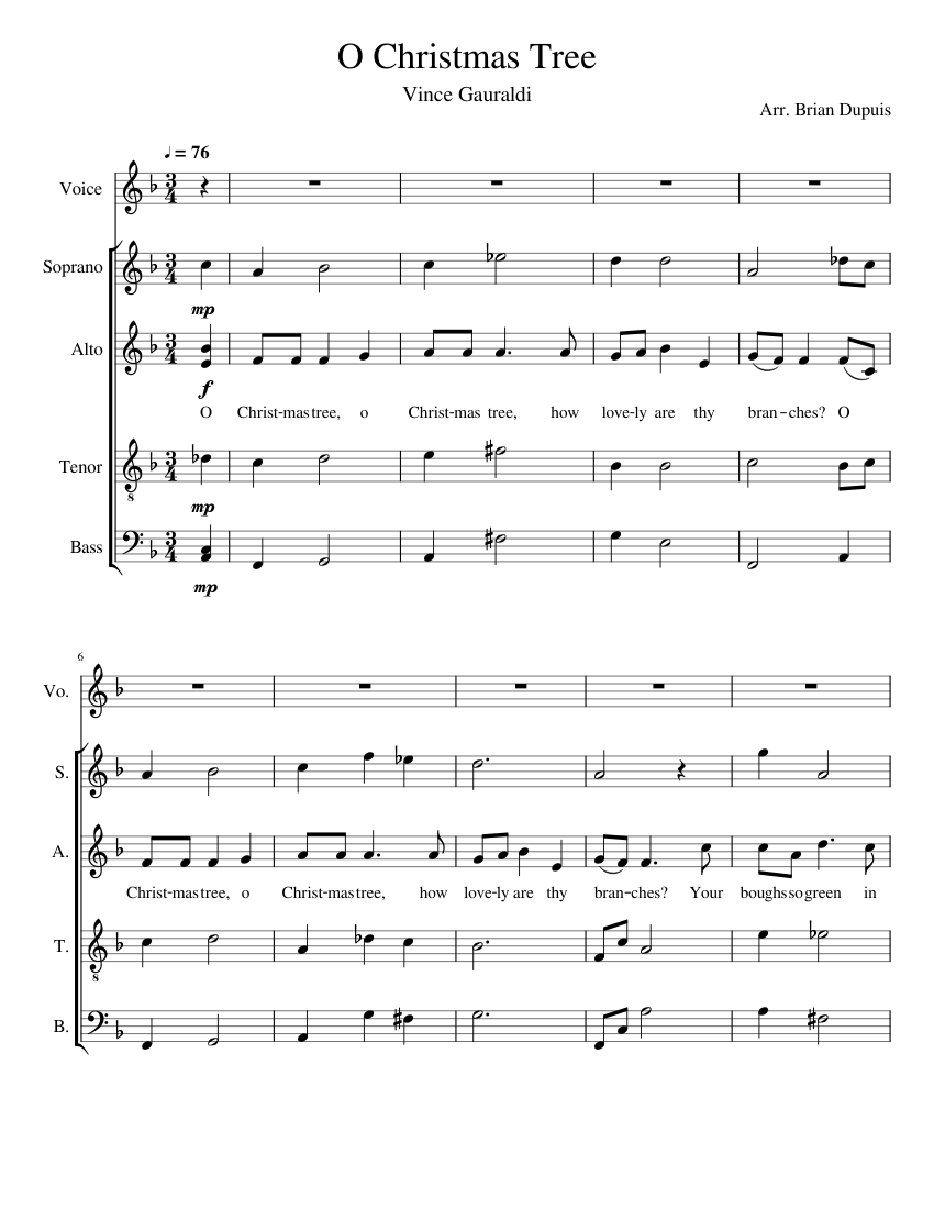 O Christmas Tree MU Sheet Music for Soprano, Alto, Tenor, Bass voice ...