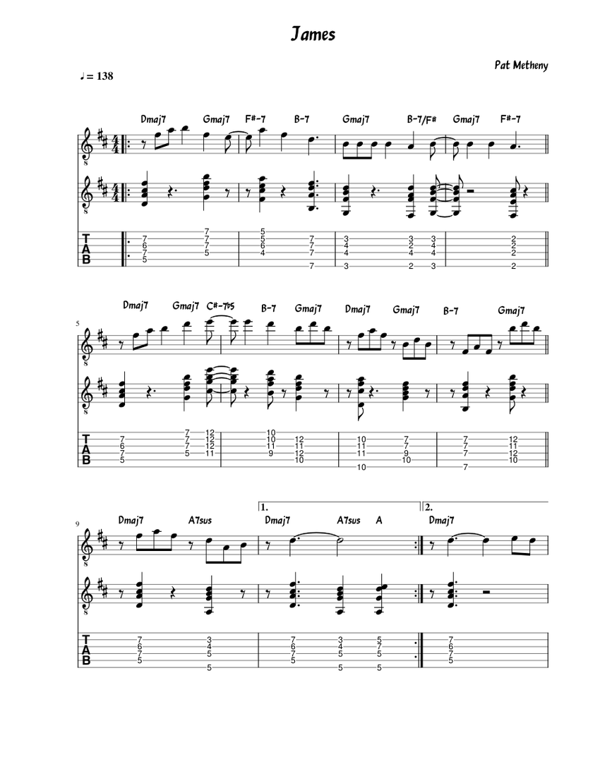 James Sheet Music and Tab with Chords for Guitar (Mixed Duet ...