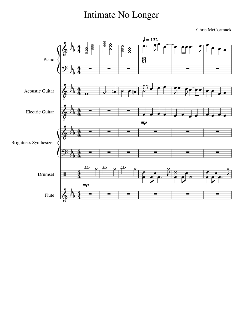 Intimate No Longer Sheet music for Piano, Flute, Guitar, Drum group ...
