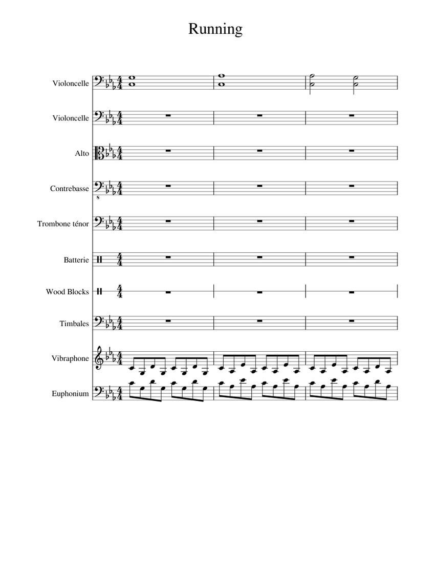 Running Sheet music for Euphonium, Trombone tenor, Contrabass, Timpani ...