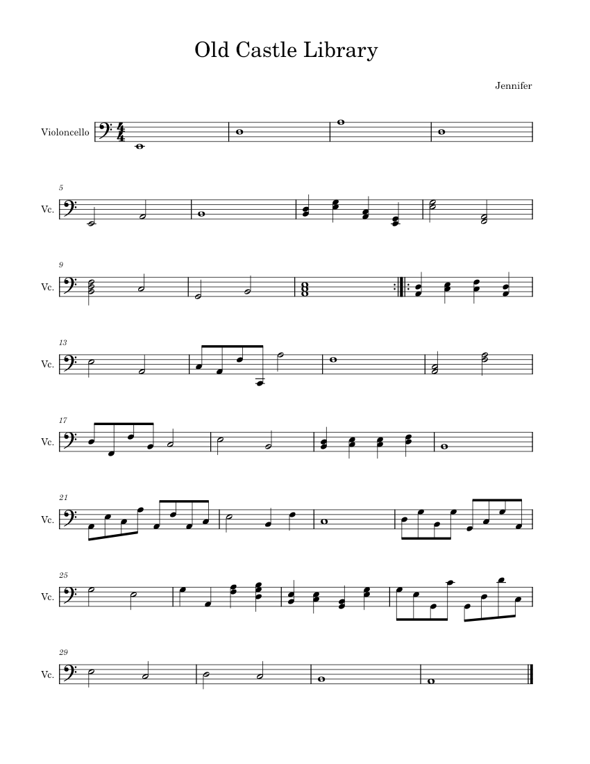 Old Castle Library Sheet music for Cello (Solo) | Musescore.com