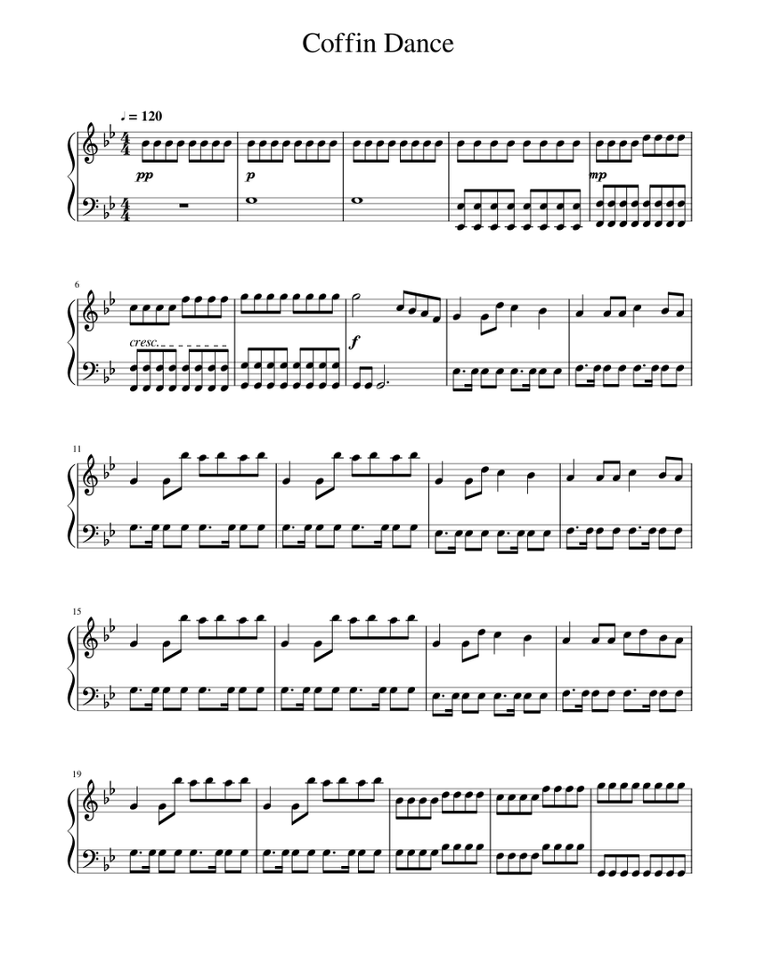 Coffin Dance Sheet Music for Piano (Solo) | MuseScore.com