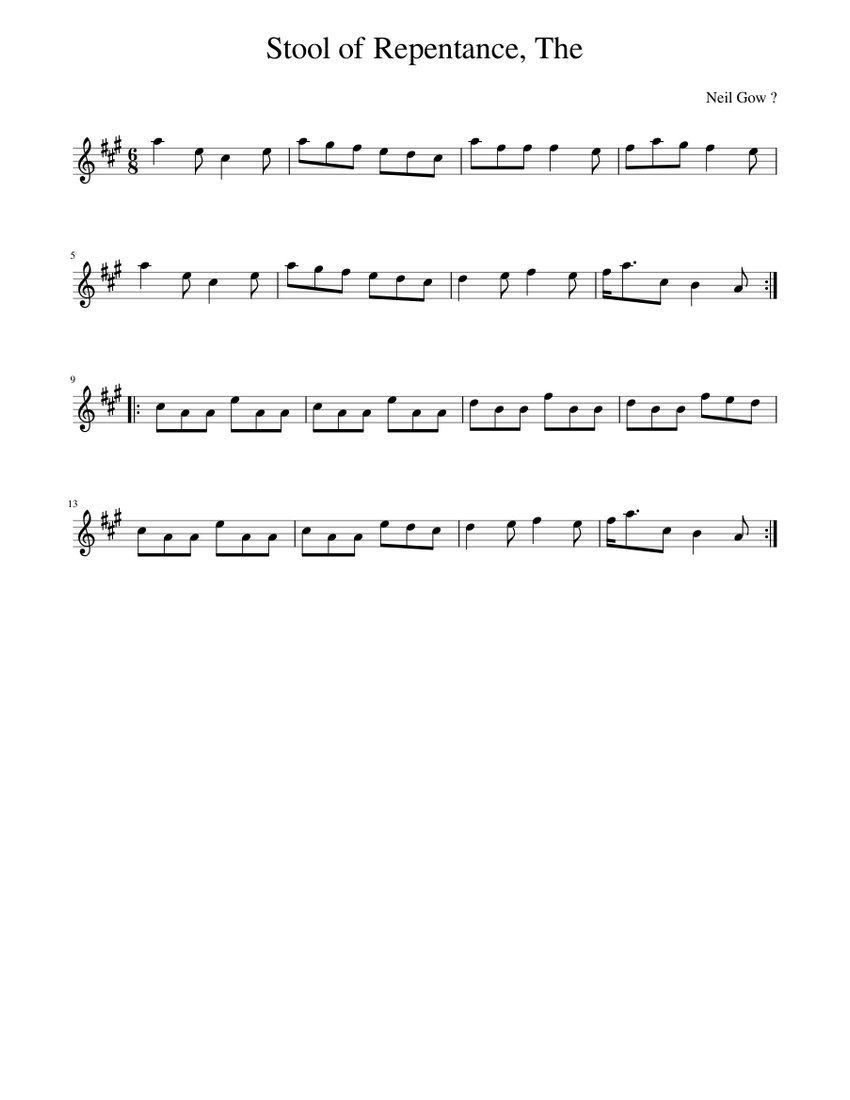 Neil Gow - The Stool of Repentance Sheet music for Piano (Solo) Easy ...