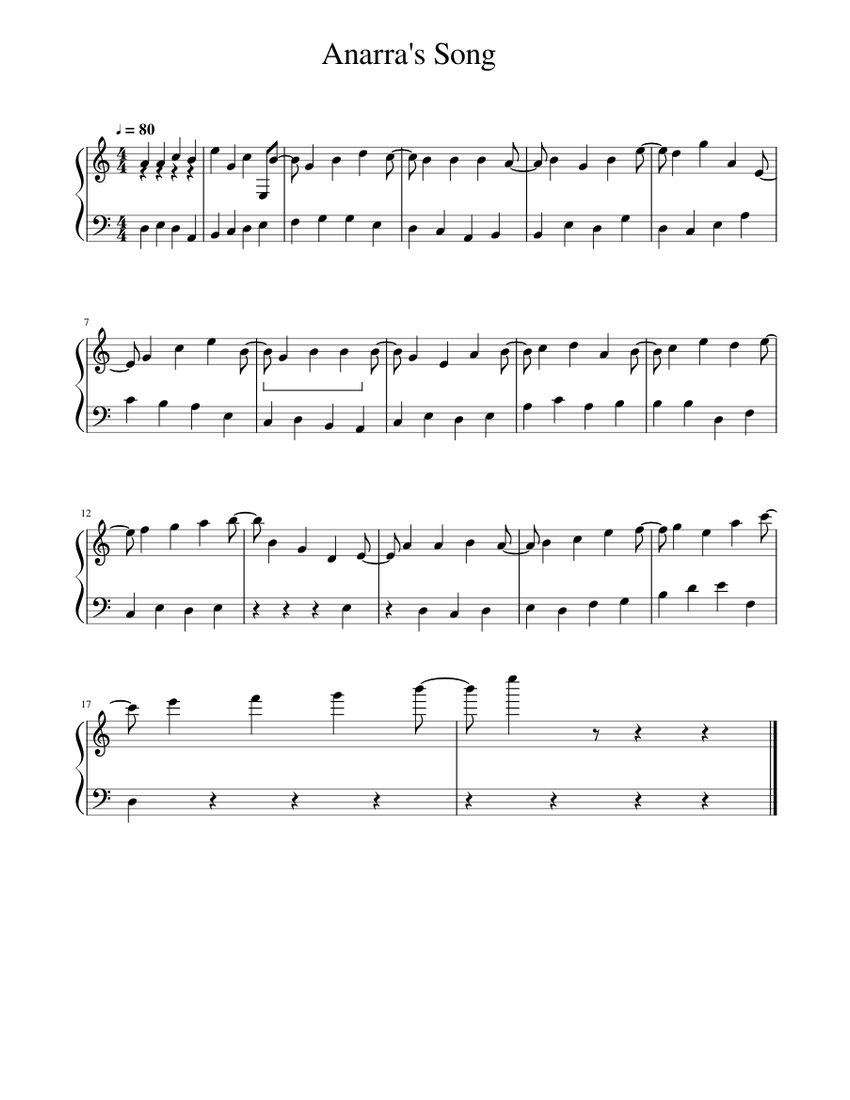 Anarra's Stunning Song! Sheet music for Piano (Solo) Easy | Musescore.com