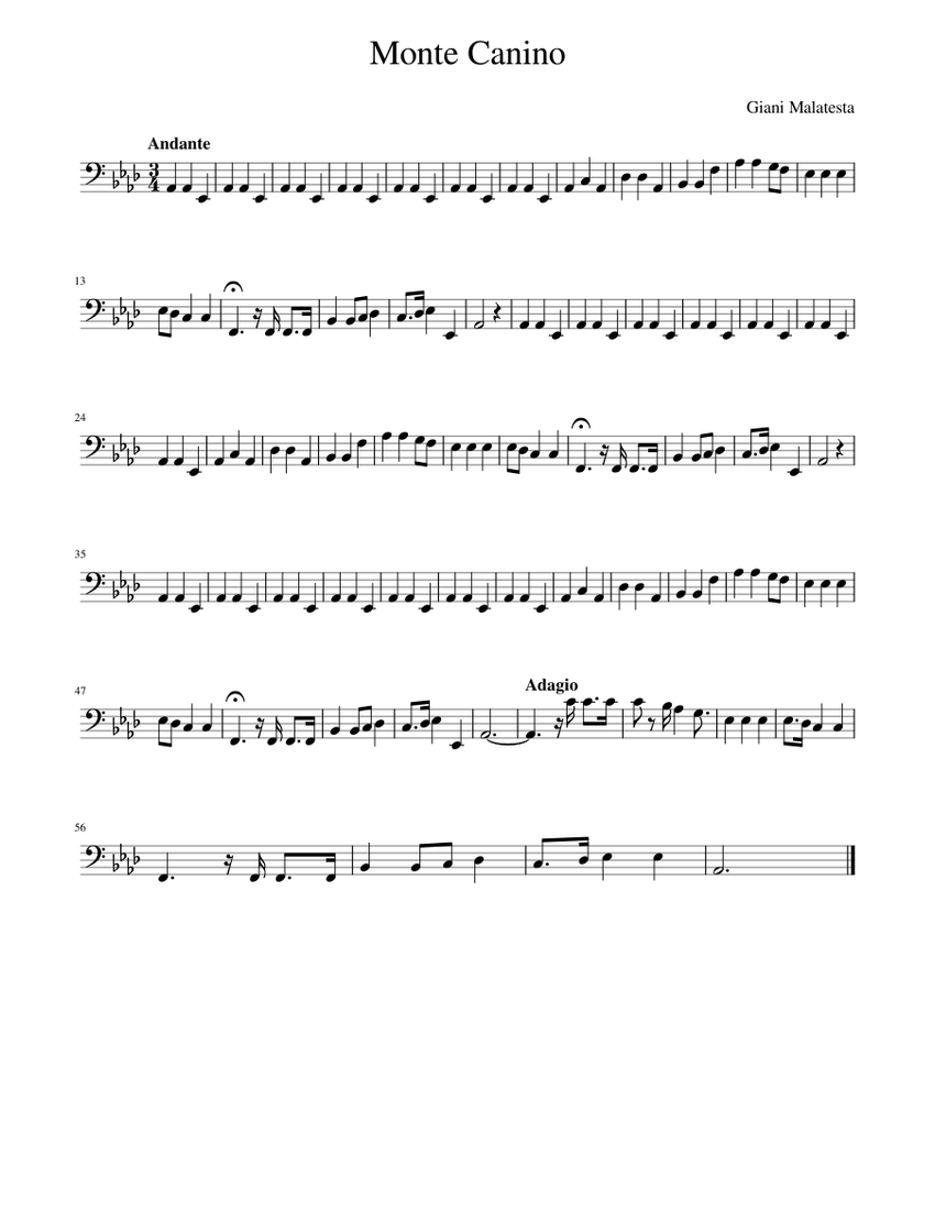 monte canino bassi Sheet Music for Piano (Solo) Easy | MuseScore.com