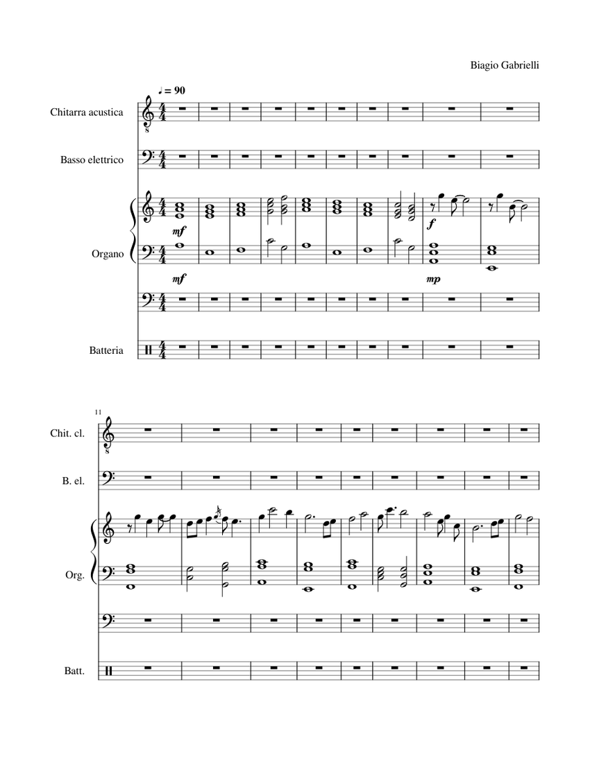 organo Sheet music for Organ, Guitar, Bass guitar, Drum group (Mixed ...