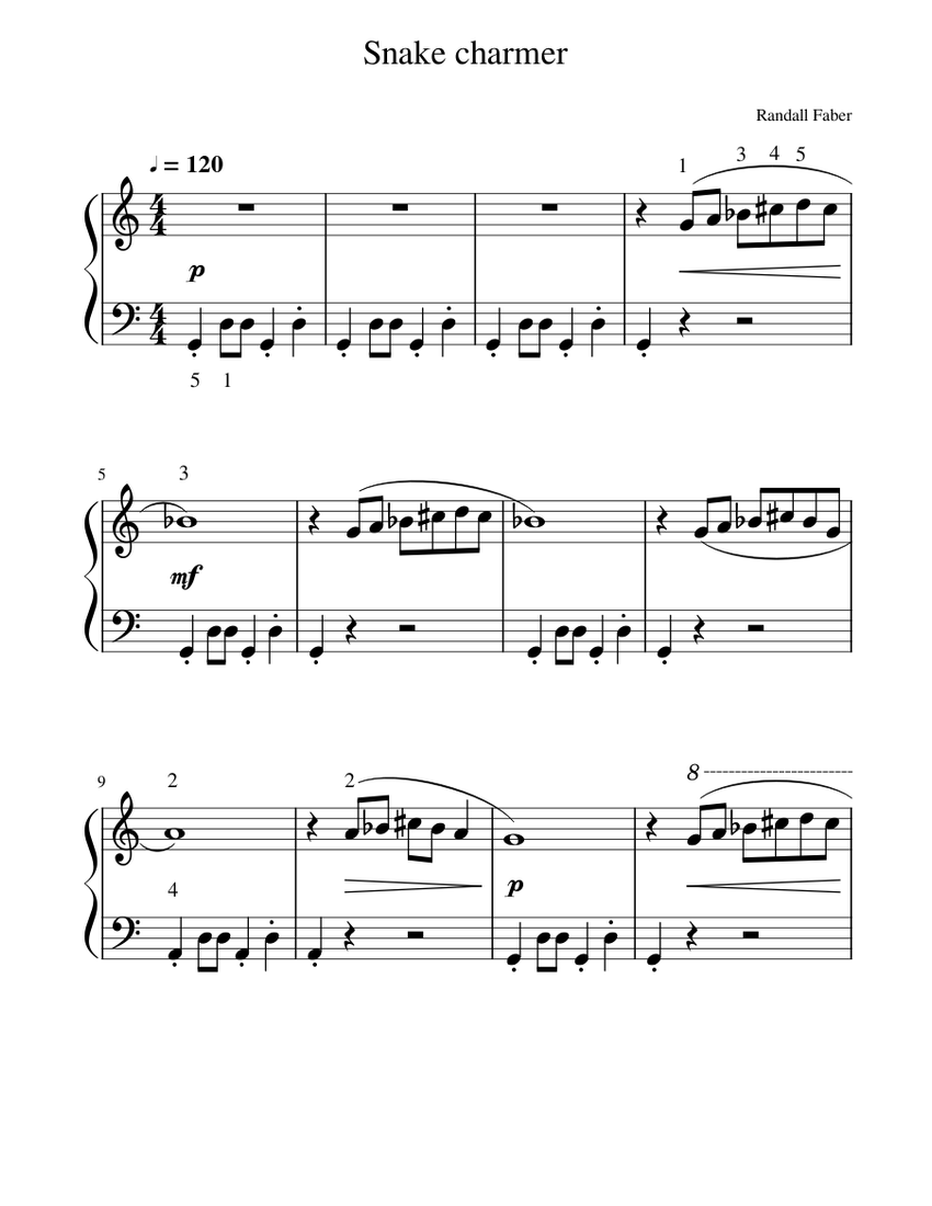Snake charmer Sheet Music for Piano (Solo) Easy | MuseScore.com