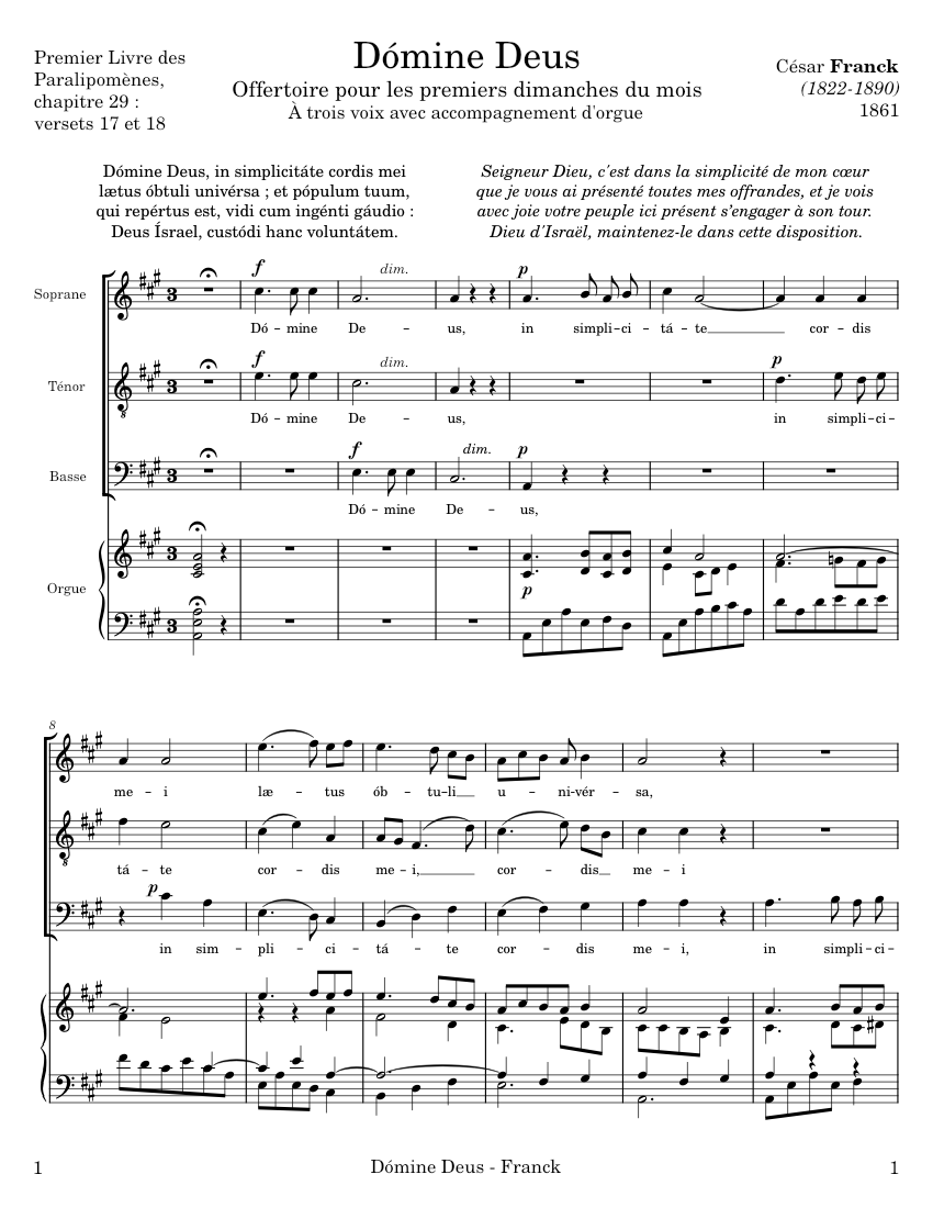 Domine Deus - Franck Sheet music for Soprano, Tenor, Bass voice, Organ ...