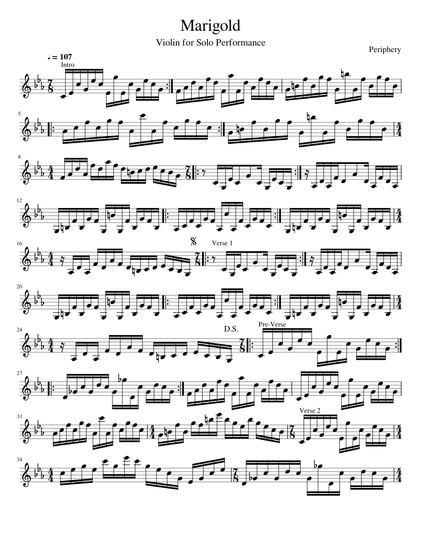 Marigold (Solo) - Periphery Sheet Music for Violin (Solo) | MuseScore.com