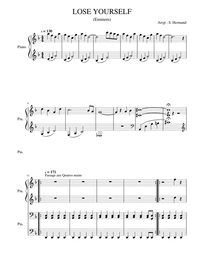 Lose Yourself de Eminem Sheet Music for Piano (Piano Duo) | MuseScore.com