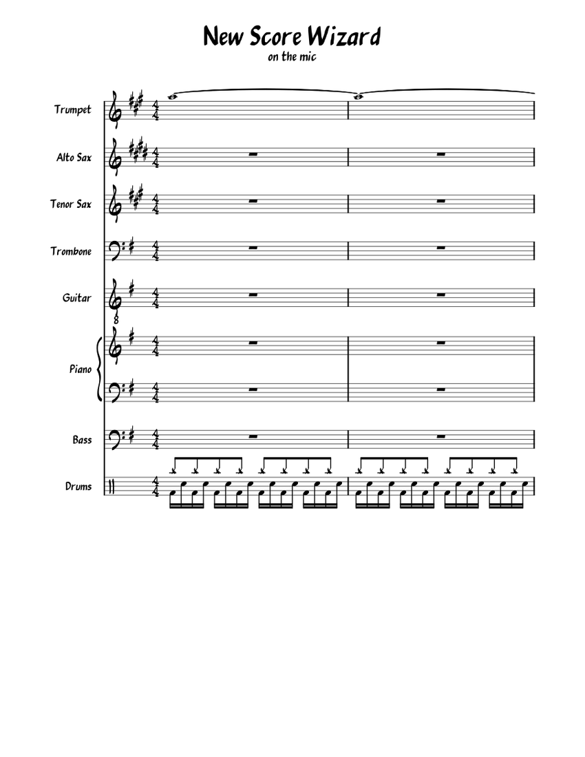 New_Score_Wizard Sheet Music for Piano, Trombone, Saxophone alto ...