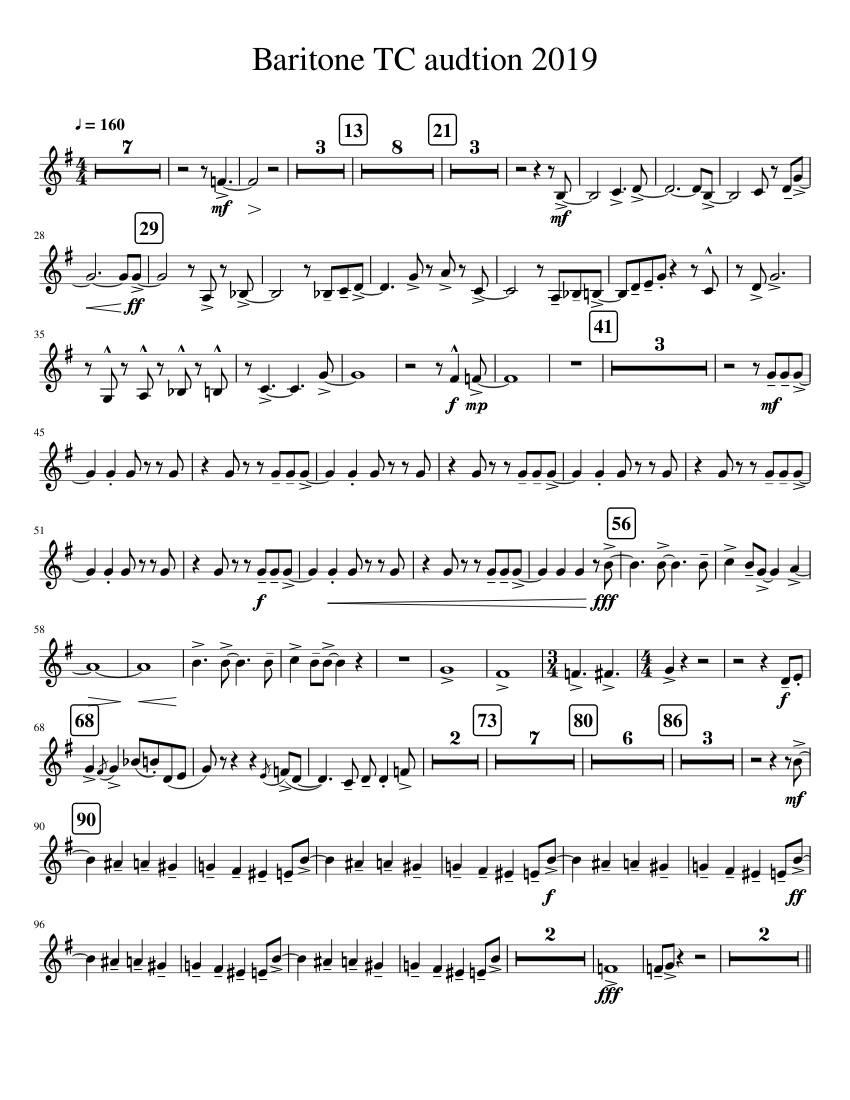 Baritone TC audtion 2019 Sheet music for Euphonium (Solo) | Musescore.com