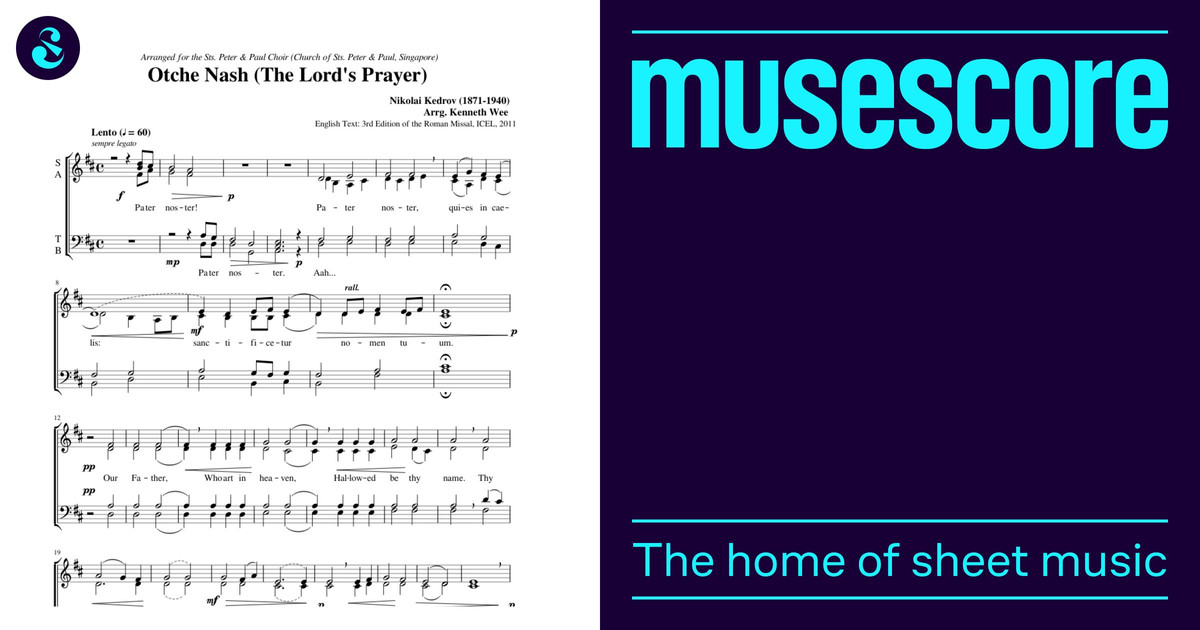 Otche Nash (The Lord's Prayer) - Chorister Copy Sheet music for Vocals ...