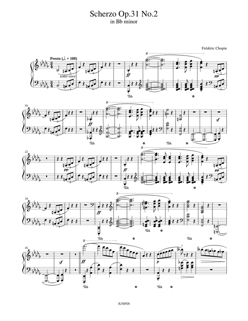 Chopin Scherzo Op. 31 No. 2 B♭Minor Sheet music for Piano (Solo) | Musescore.com