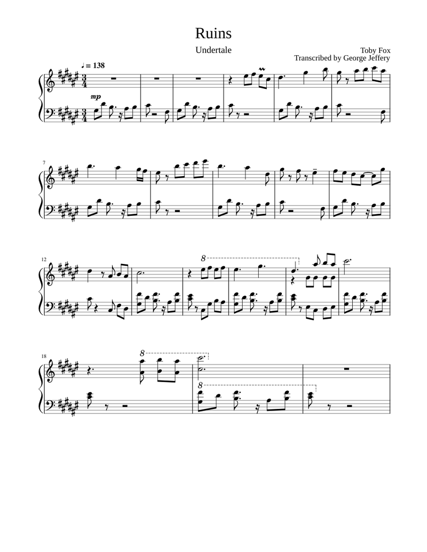 Ruins Sheet music for Piano (Solo) Easy | Musescore.com