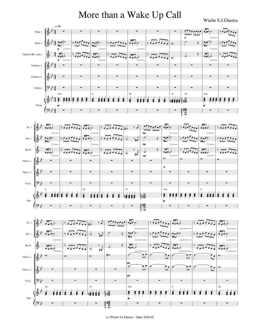 More than a wake Up Call Sheet music for Piano, Flute, Oboe, Clarinet ...