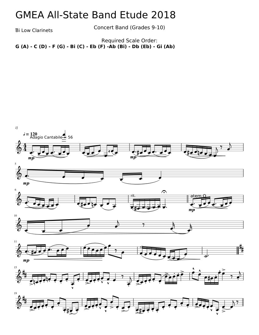 Bb Bass Clarinet Etudes All State Concert Band 1 Sheet music for Vocals ...