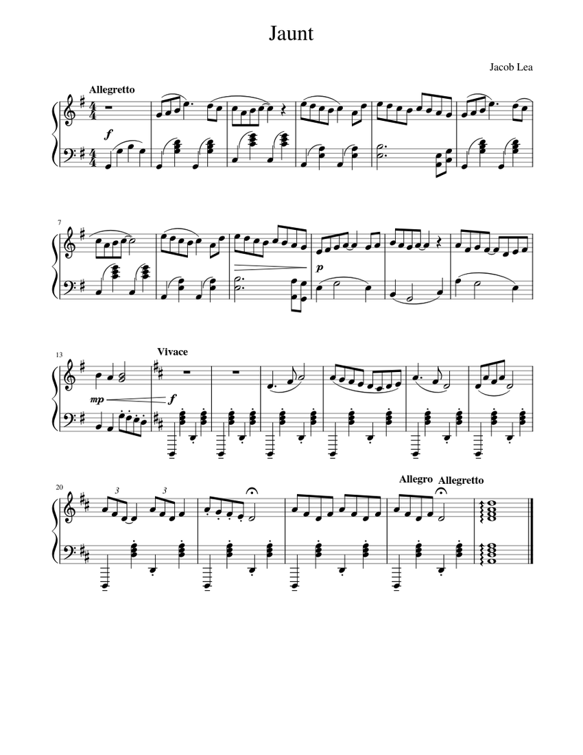 Jaunt Sheet music for Piano (Solo) Easy | Musescore.com