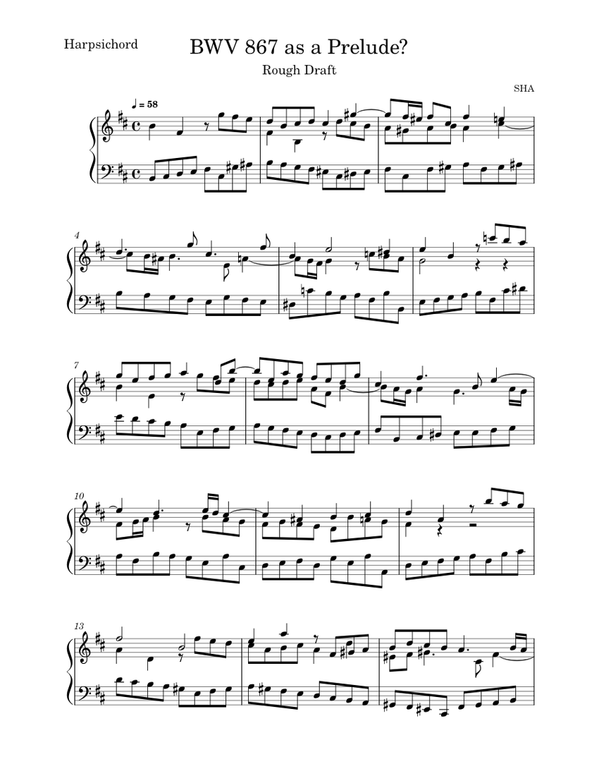BWV 867/869 as a Prelude? Sheet music for Harpsichord (Solo ...