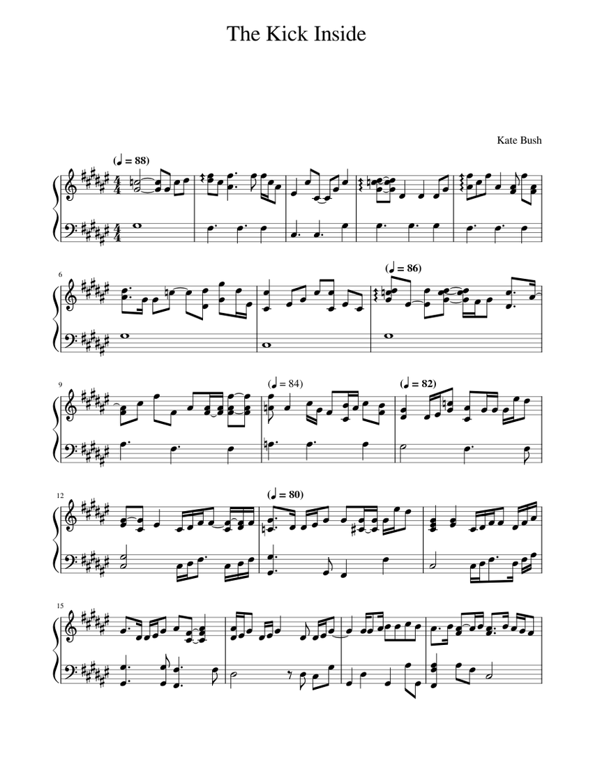 The kick inside – Kate Bush Sheet music for Piano (Solo) | Musescore.com