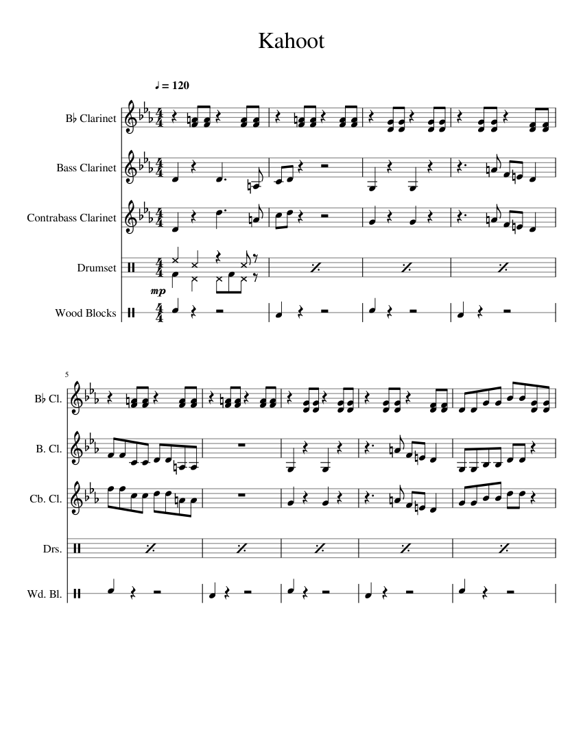 Kahoot Sheet music for Clarinet in b-flat, Clarinet bass, Clarinet ...