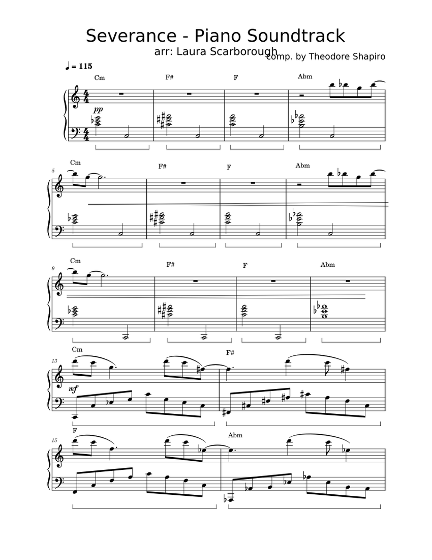 Severance (Original Series) Piano Theme Sheet Music for Piano (Solo ...