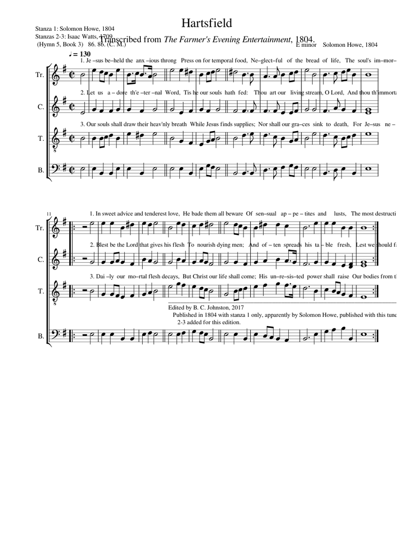Hartsfield - Solomon Howe Sheet music for Tenor, Bass voice, Vocals ...