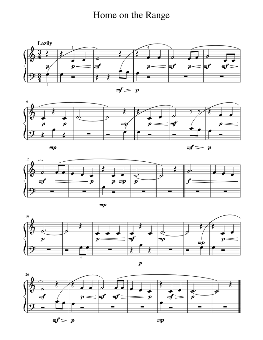 Home on The Range Sheet music for Piano (Solo) | Musescore.com