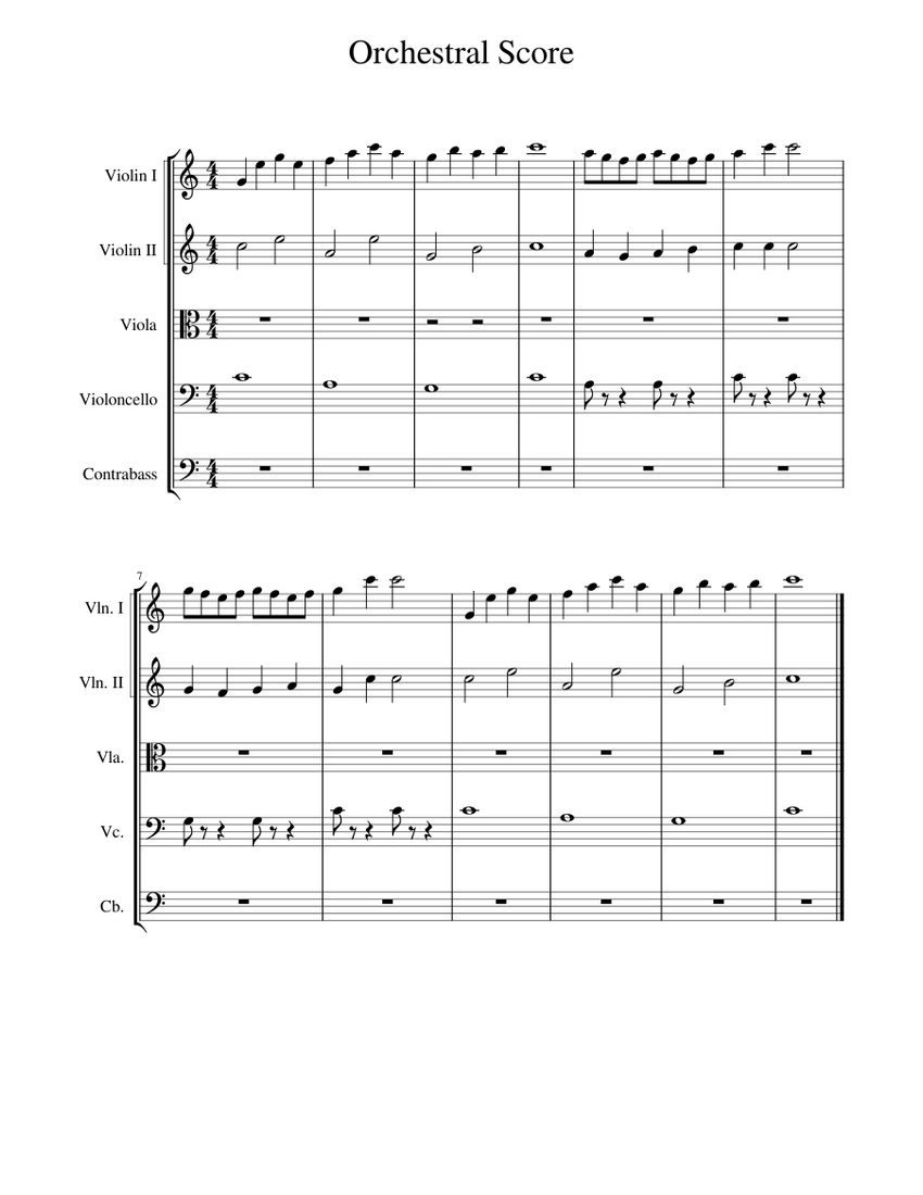 Orchestral Score 1 Sheet music for Contrabass, Violin, Viola, Cello ...