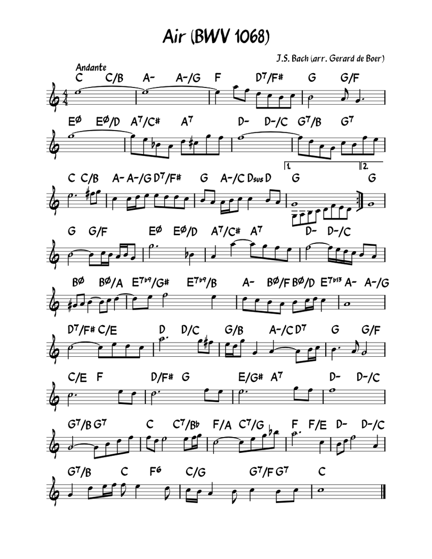 Air from Suite No. 3, BWV 1068 – Johann Sebastian Bach Air BWV 1068 ...