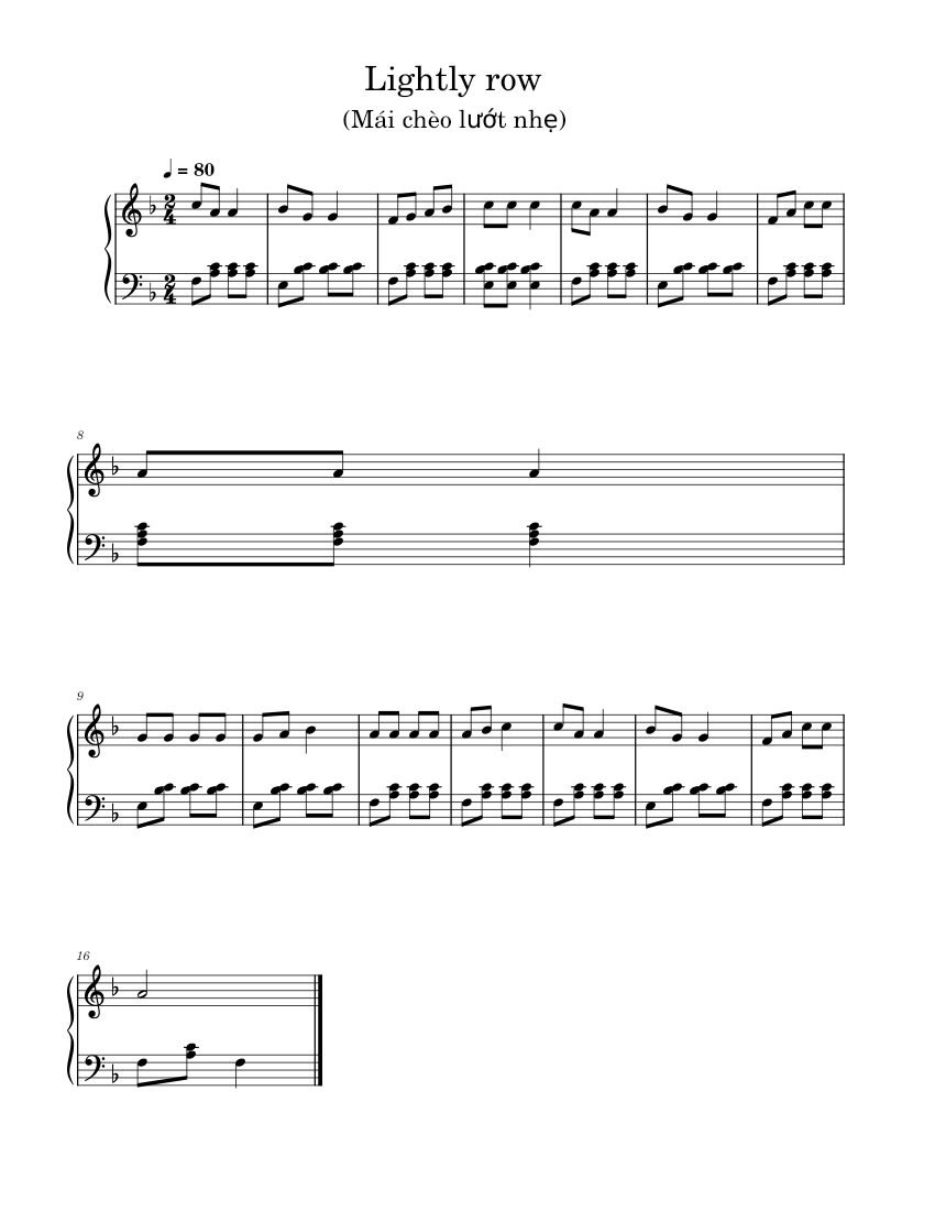 Lightly row Sheet music for Piano (Solo) Easy | Musescore.com